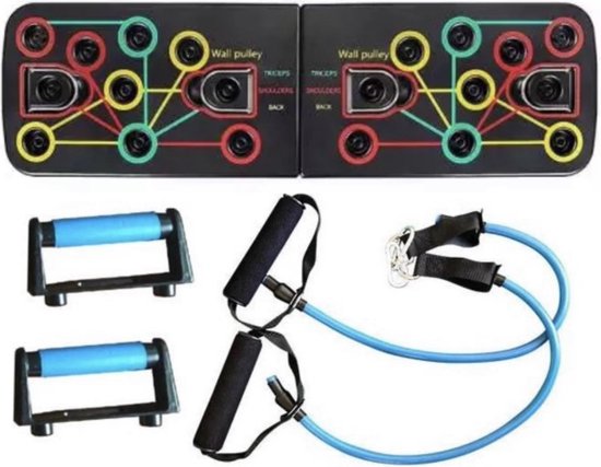 Push up bord- 14 in 1-Met trainingtubes-triceps- biceps- rug- borst ...