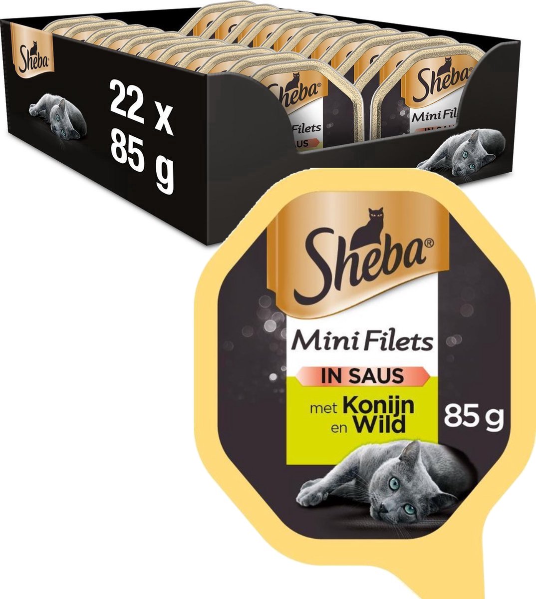 Sheba Mini Filets - Kattenvoer Natvoer - Konijn & Wild in Saus - 22 x ...