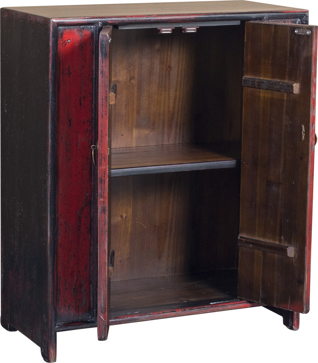 Fine Asianliving Antiek Chinese Kast Red Black W68xD32xH80cm Chinese ...