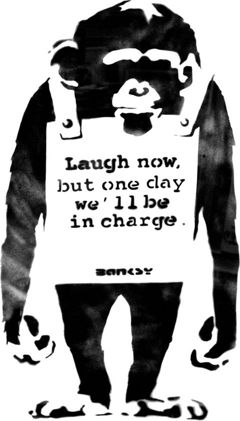 Monkey Laugh Now Banksy Art Print 30x40cm | Poster | bol