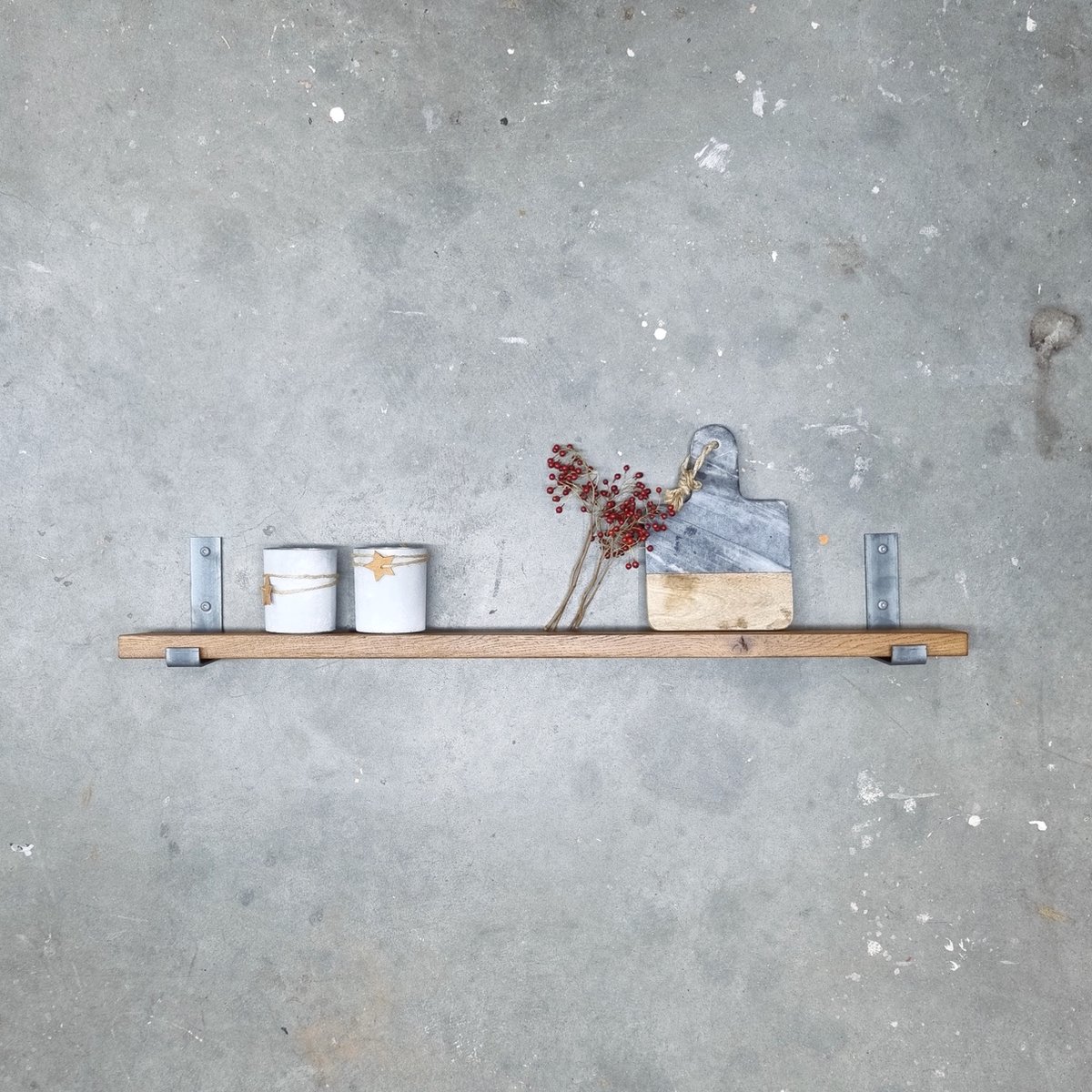 GoudmetHout Massief Eiken Wandplank - 140x10 cm - Donker eiken ...