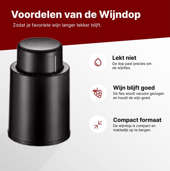 Happy Cook® Wijn Vacuümpomp - Wijnstopper – Wine Saver – Wijndop – Met ...