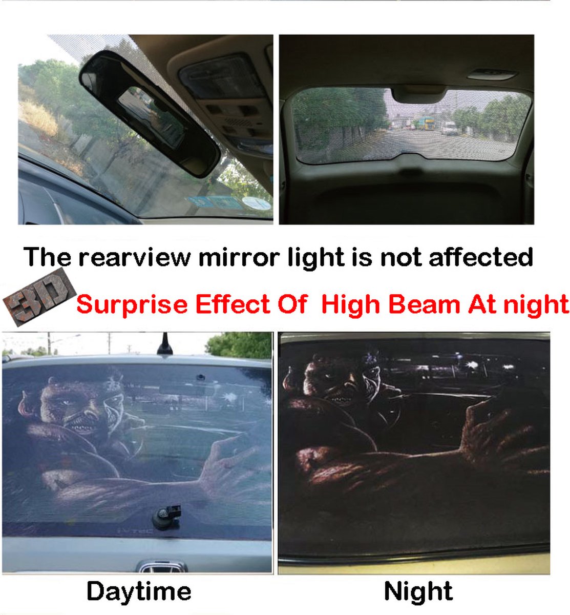 Achterruit sticker - auto - 55 x 135 cm - wolf - vinyl - PVC - 3D ...