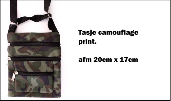 Tasje camouflage print met 3 ritsen - Themaparty thema party feest ...