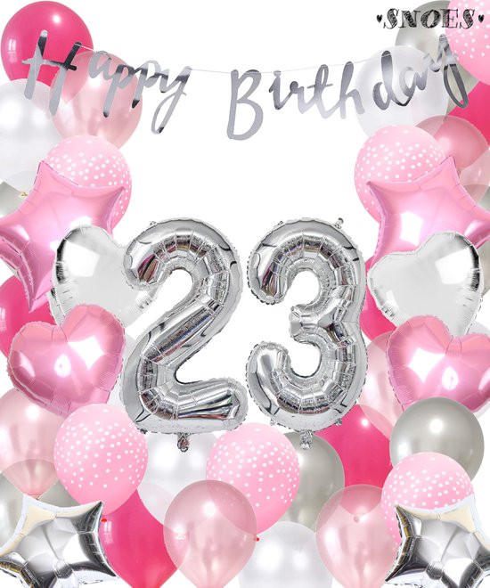 Snoes Ballonnen 23 Jaar Pink Blush Silver Mega Ballon - Compleet ...