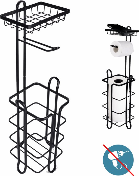 Toiletrolhouder Industrieel Design Zwart - WC Rolhouder zonder Boren ...