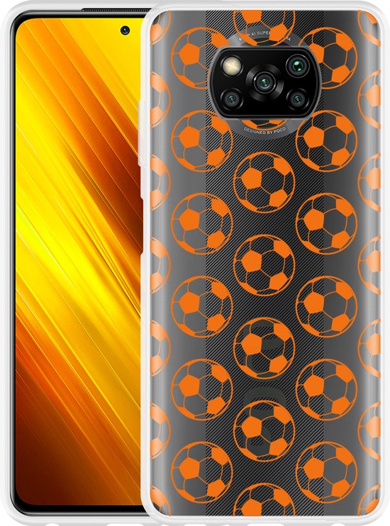 Xiaomi Poco X3 Hoesje Orange Soccer Balls - Designed by Cazy | bol.com
