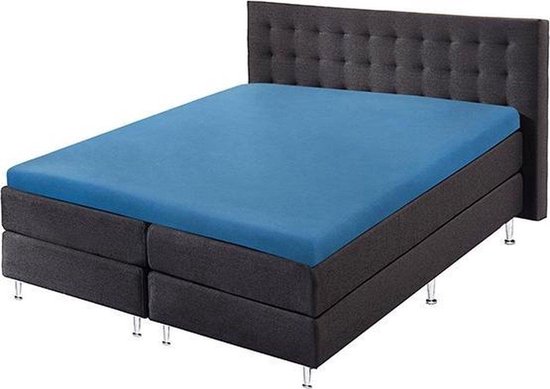 Bed Care Jersey Stretch Topper Hoeslaken - 160x200 - 15CM - Blauw | bol.com