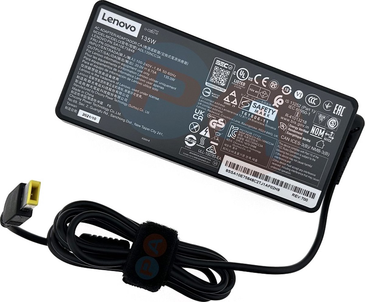 Lenovo 135W 20V-6.75A Square PIN Laptop Adapter Origineel | bol.com