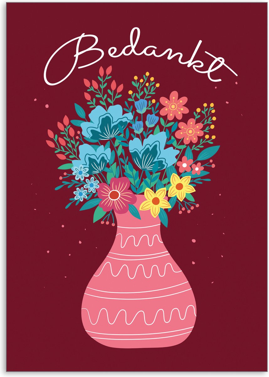 Bedankkaarten - Set van 8 x bedankkaart - Bloemen | bol