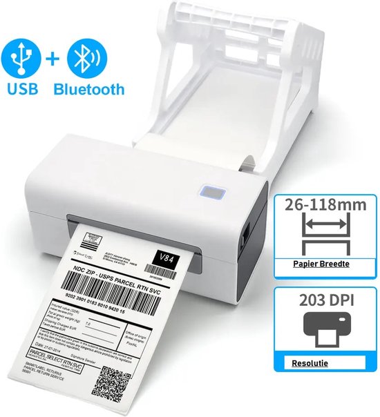 thermische label printer usb + bluetooth - inc. dispenser + labels ...