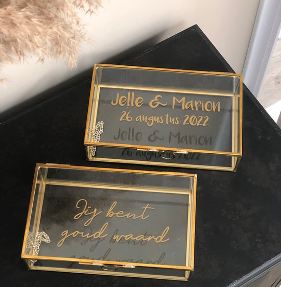 Ideefabriek - Glazen Memorybox M – Zwart of Goud - Glazen box met ...