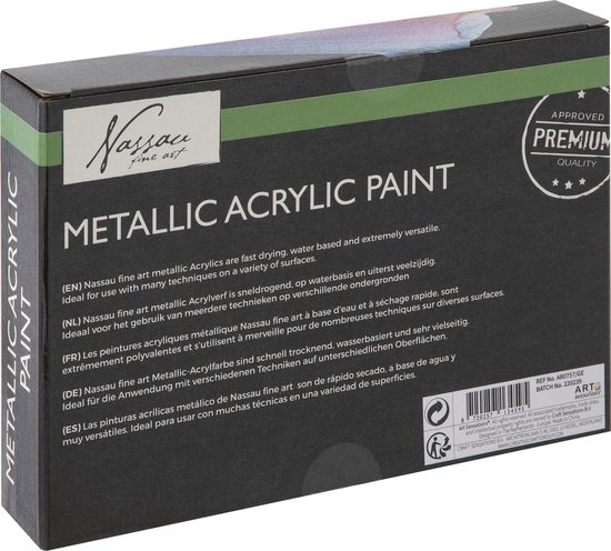 Nassau Fine Art Metallic Verf Set | Metallic Acrylverf | 6 X 75ML ...