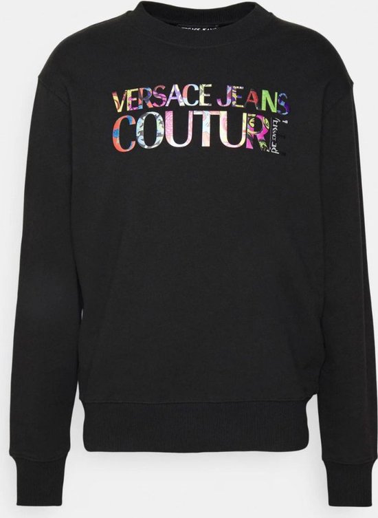 Versace Jeans Couture Sweater Logo Colour Print Black | bol.com