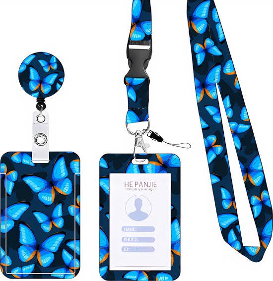 Vlinders Lange Lanyard Sleutelhanger en Keycord - Badgehouder met Clip ...