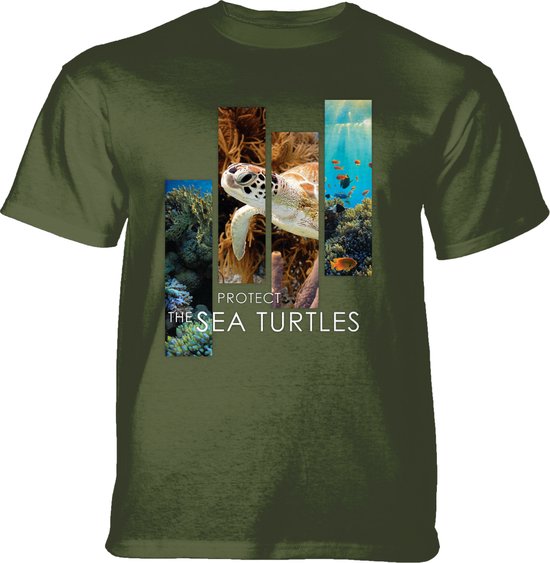 T-shirt Protect Sea Turtle Split Portrait Green S | bol.com