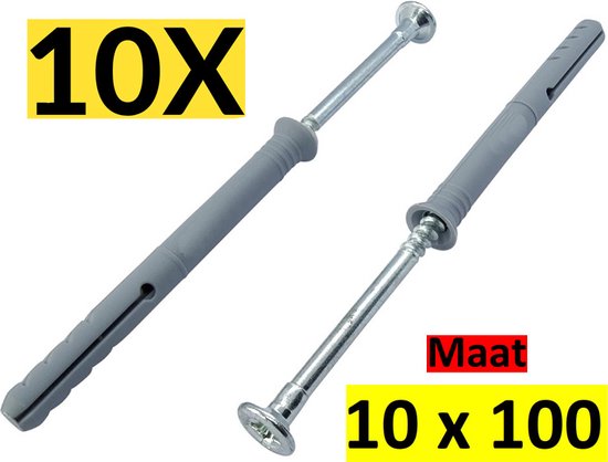 Slagpluggen - nagelpluggen - Spijkerplug - Maat 10x100 - 10 stuks | bol