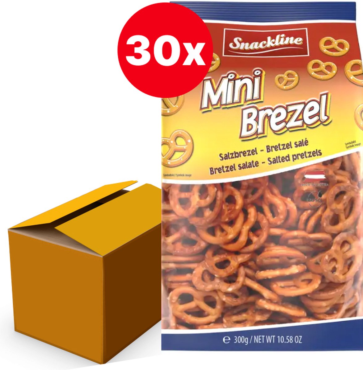 Mini brezel pretzels 300g - Doos 30 stuks | bol