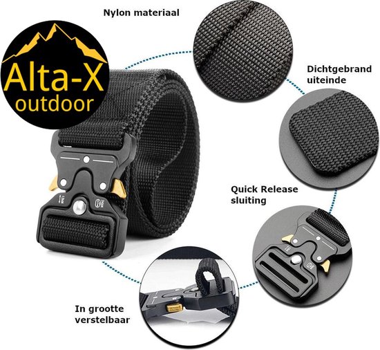 Alta-X Outdoor - Tactical Belt - Zwart - Werkriem - Leger Riem ...