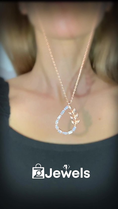 OZ Jewels – Olijftak Glans Ketting – Roségoud – Zilver – Zirkonia – Dames | bol