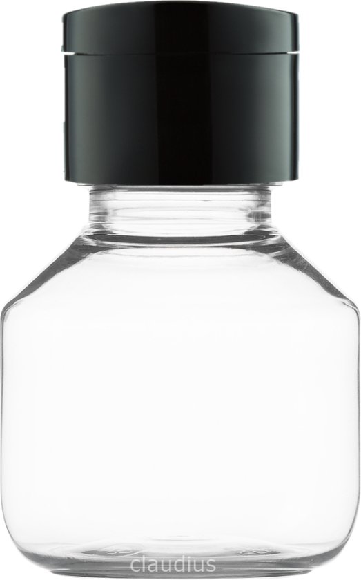 Lege Plastic Fles 50 ml PET transparant - met zwart klepdop - set van ...