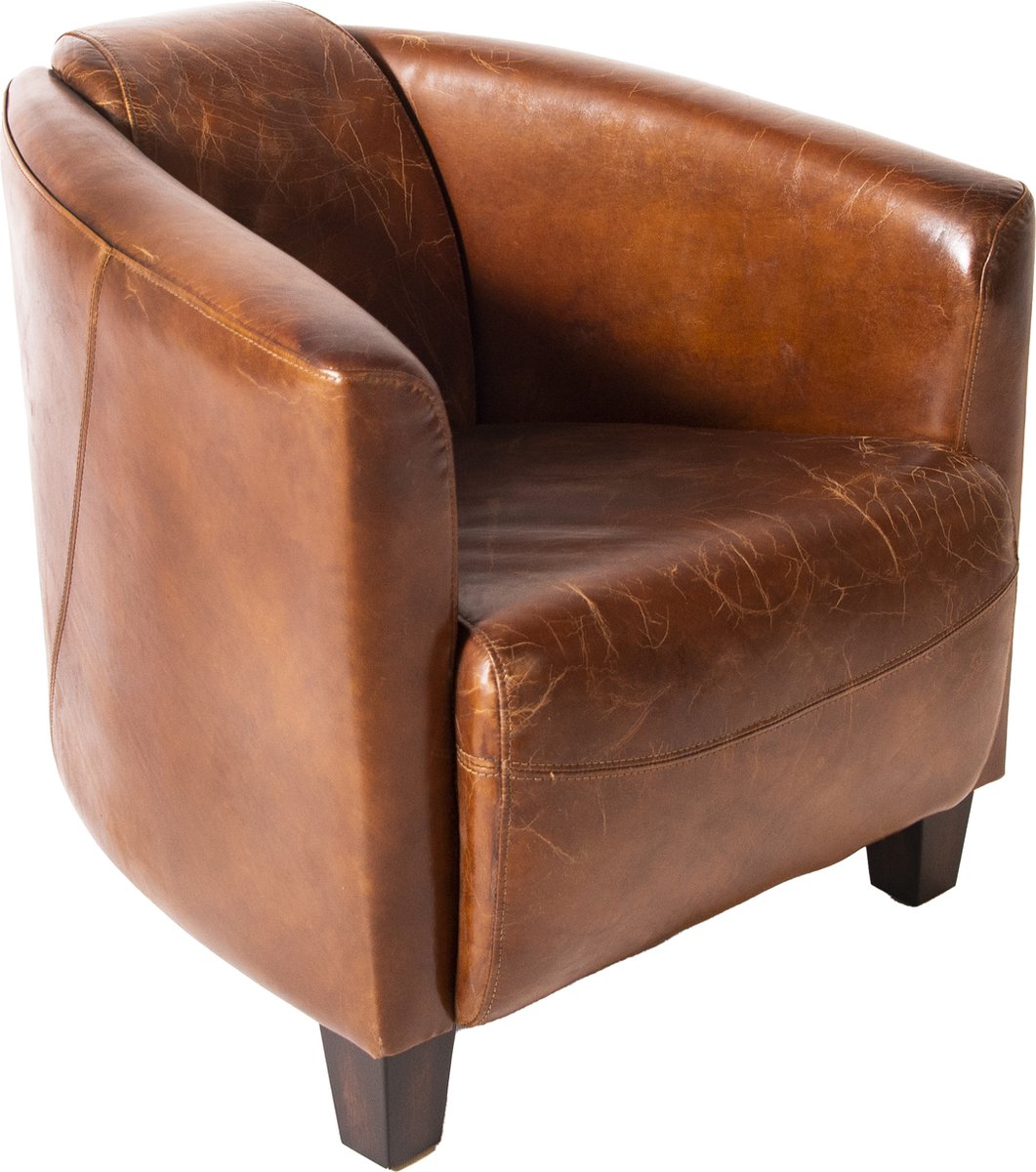Stoere Aviator fauteuil piloten stoel in vintage cognac leer vliegtuig | bol