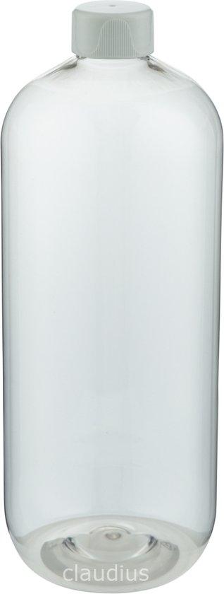 Lege Plastic Fles 1 liter PET transparant - met witte dop - set van 10 ...