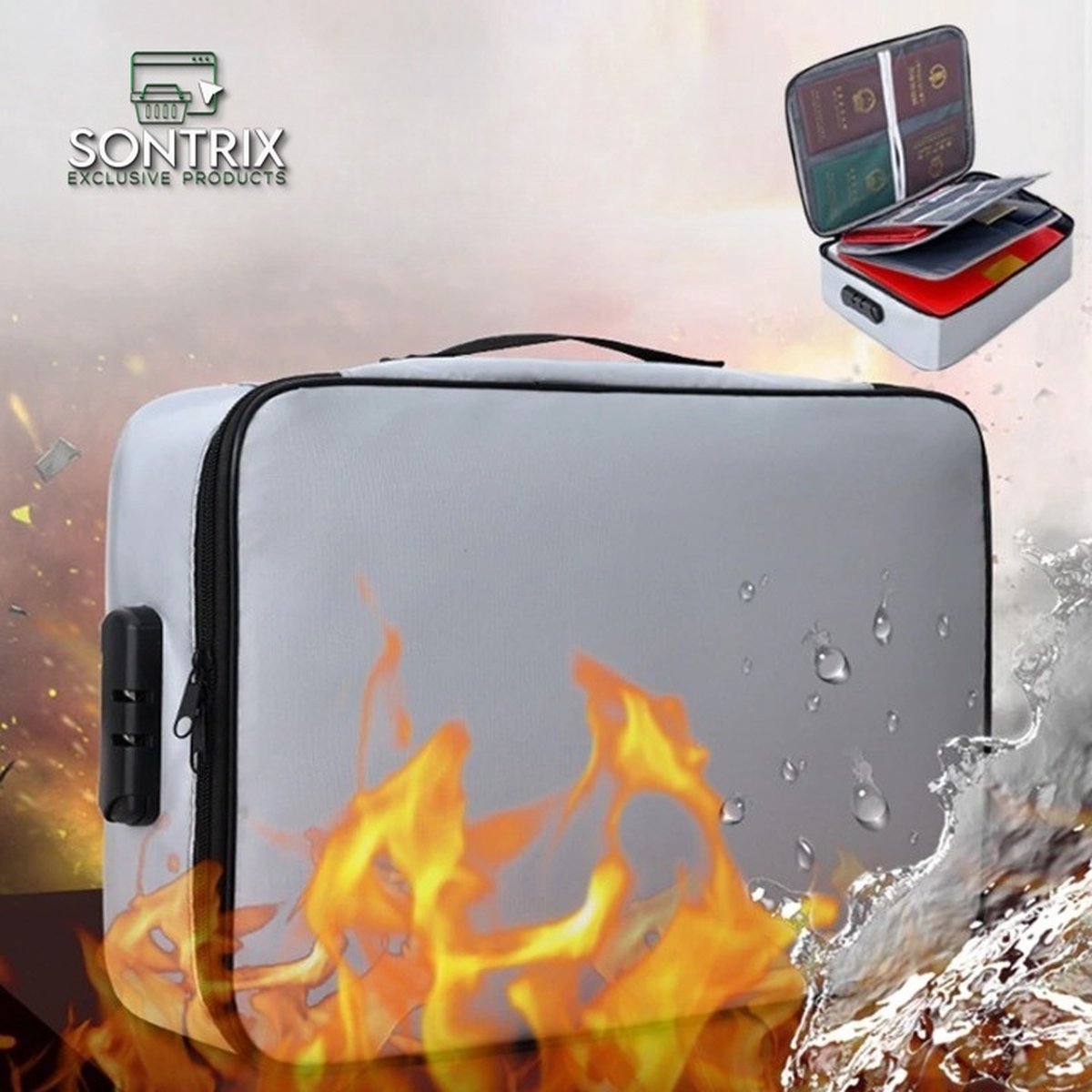 SONTRIX Brandwerende Koffer - Waterdicht - Brandwerend - Brandwerende ...