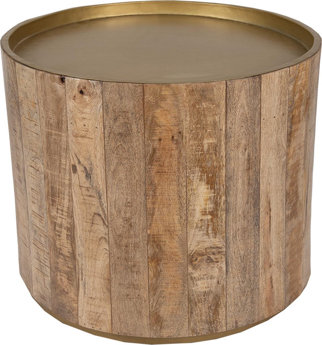 Clayre & Eef Bijzettafel Ø 57x48 cm Bruin Hout Ijzer Rond Side table ...