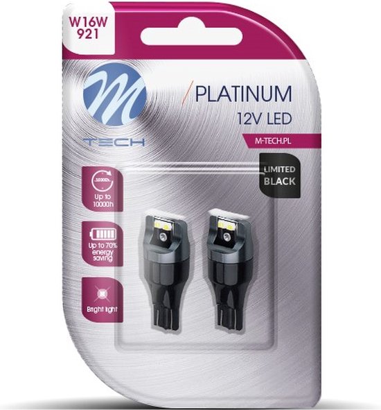 M-Tech LED - W16W 12V - Platinum - Canbus - 15x Led diode - Wit - Set | bol
