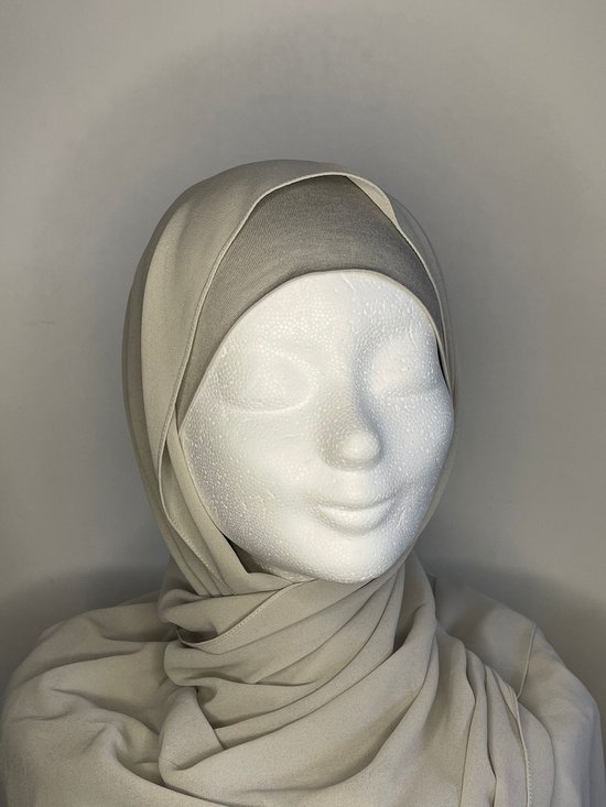 Bijpassende Chiffon Hoofddoek Set - Steen - Premium Jersey Standaard ...