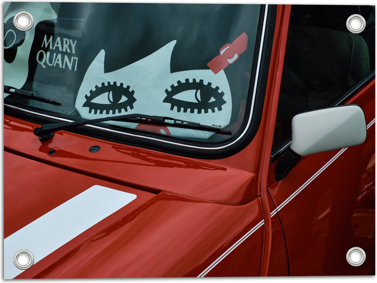 WallClassics - Tuinposter – Stickers op Voorruit van Rode Auto - 40x30 ...