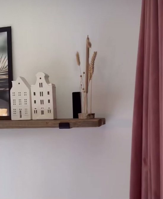 Wandplank | Wandrek | Robuust | Wandplank Hout | Staal | 80x20cm | Baan ...