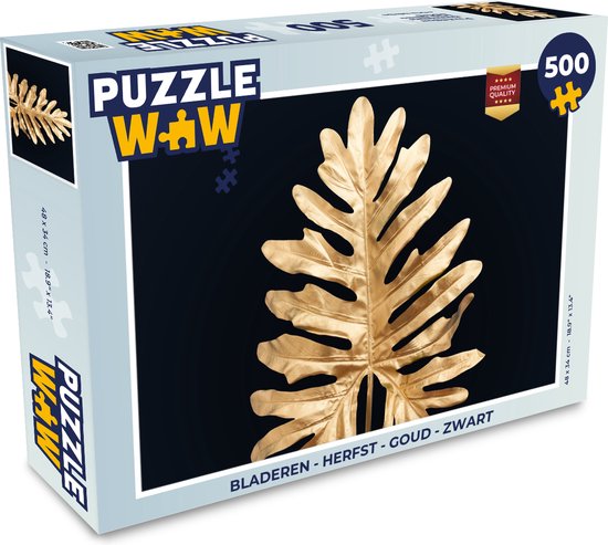 Puzzel Bladeren - Herfst - Goud - Zwart - Natuur - Luxe - Legpuzzel ...