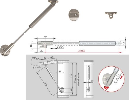 Gasveer Livenza Italiana Ferramenta 80N - incl bevestigingen- zonder ...