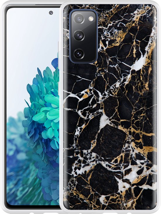 Hoesje Geschikt voor Samsung Galaxy S20 FE Zwart Goud Marmer | bol