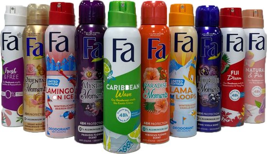 Fa Deodorant Spray 10 Stuks - Voordeelverpakking - Caribbean | Mystic ...
