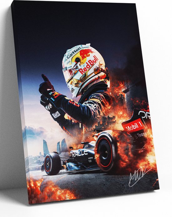 Max Verstappen Formule 1 Red Bull Racing Canvas | Met handtekening Max | 50 x 70 cm |... | bol.com