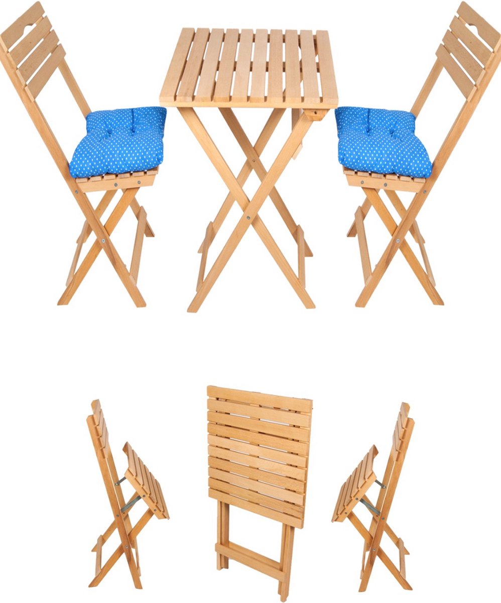 Balkonset 3-delig - Set van natuurlijke hout - Balkonset 2 personen ...