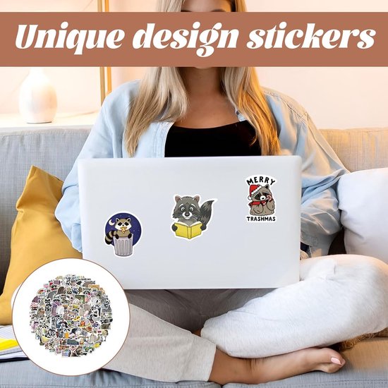 100 Stuks Raccoon Stickers - Waterdichte Stickers voor Skateboard ...