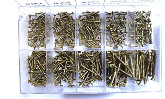 Assortimentsdoos met 470 Kleine Spaanplaatschroeven - Geel Verzinkt en ...