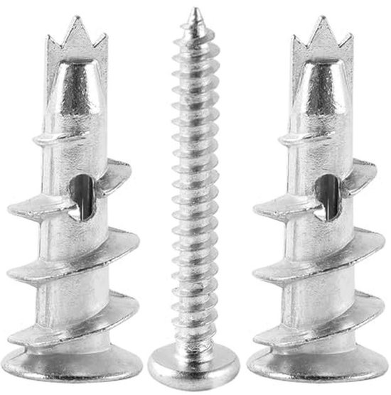 Zelfborende gipsplaatpluggen - 100 stuks metalen pluggen met schroeven ...