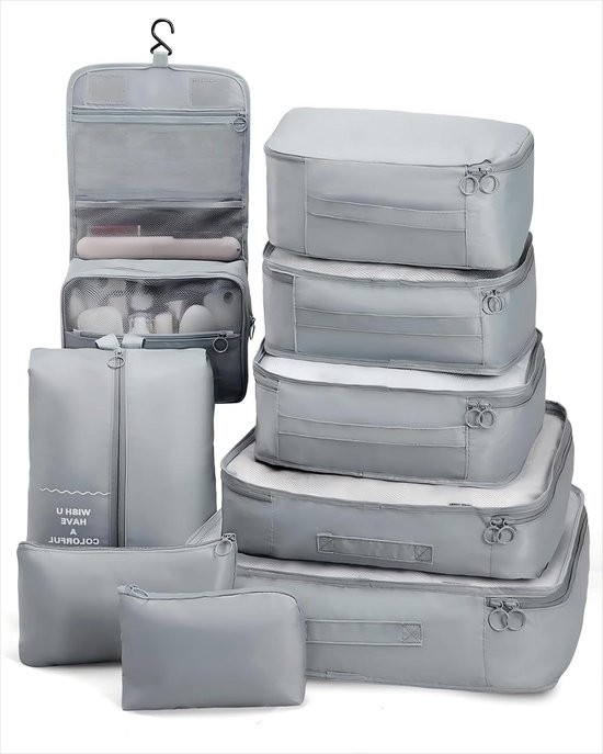 9-Delige Set Reiskoffers Organizers Cubes voor Kleding en Accessoires | bol