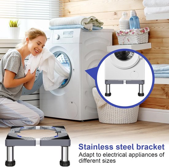 Verstelbare Onderstel voor Wasmachine en Droger - Stevige Wasrek met 4 ...