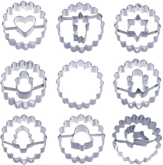 Christmas Cookie Cutters Set Van 9 – Roestvrij Staal Linzer Uitstekers ...