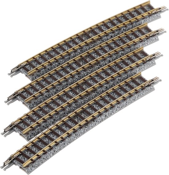 Gebogen Treinbaan Rails (10 Graden) met Grindbed - Modelspoorbaan ...