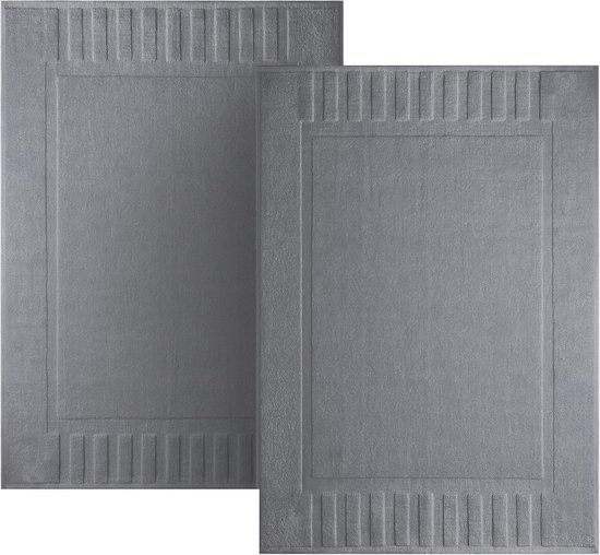 Set van 2 badmatten 86 x 56 cm - Donkergrijs Omkeerbaar - Luxe ...