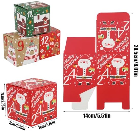 24pcs DIY Christmas Advent Calendar Boxes, 24 Days Empty Christmas ...