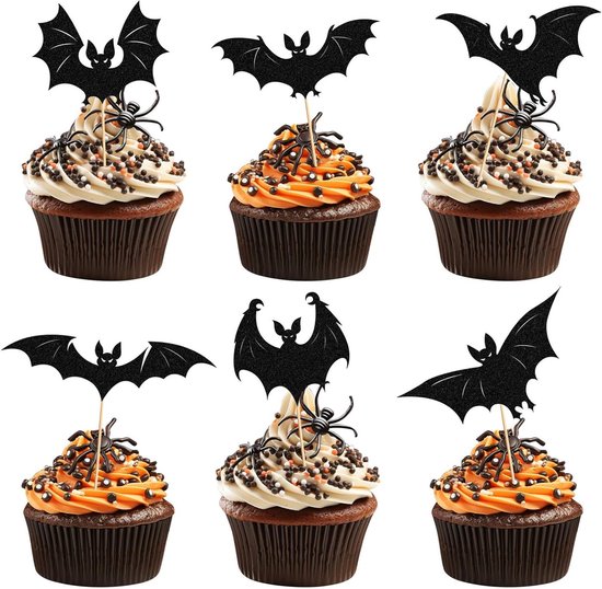 E-Ambar - Halloween Bat Cupcake Toppers 36 stuks Zwart | Eenvoudig te ...