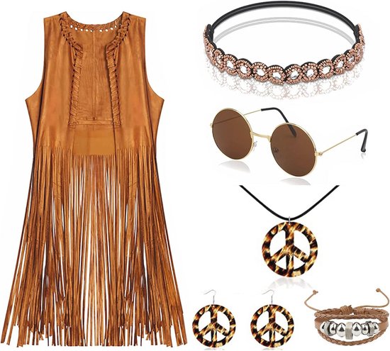 Hippie Kostuum Accessoires Set voor Dames - Jaren 70 Vesten ...